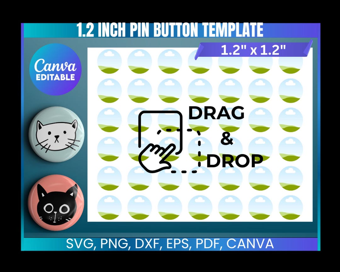 1.2 Inch Button Pin Template, Canva Editable Pin Button Template ...
