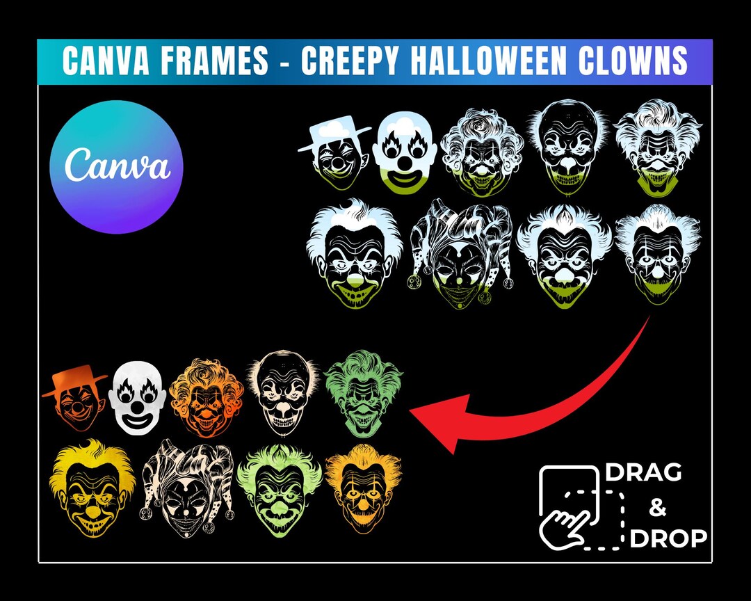 Creepy Halloween Clowns Canva Template, Spooky Frame Design, Scary ...