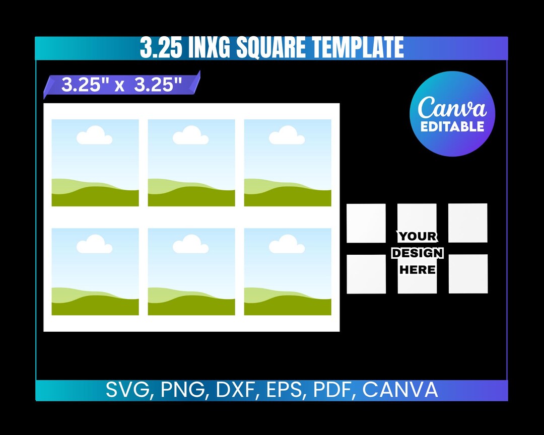 Square Template, 3.25 Inch Square Template, Square Sticker Template ...