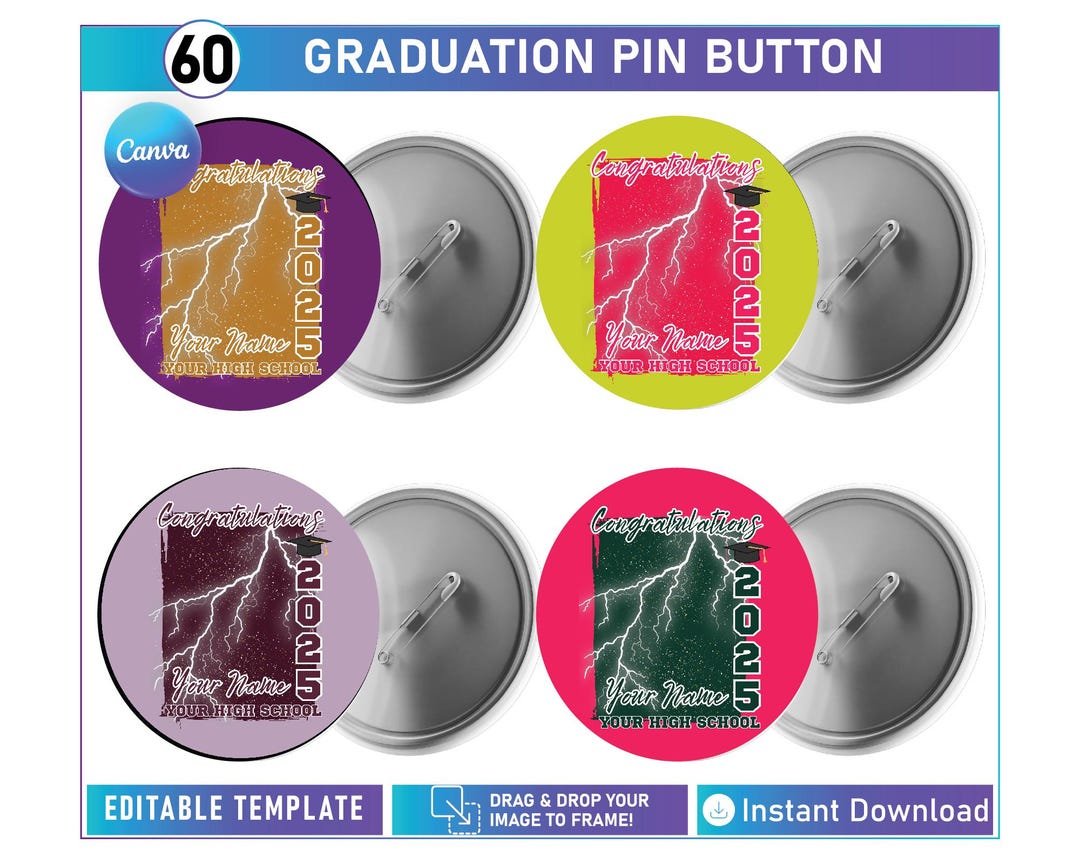 60 Canva Graduation Pin Button Templates, Graduation Pin Button ...