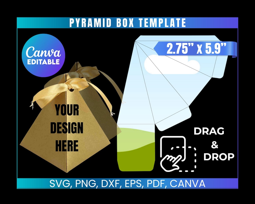 Pyramid Box Template, Party Favor Box SVG, Gift Box DIY, Canva Editable ...