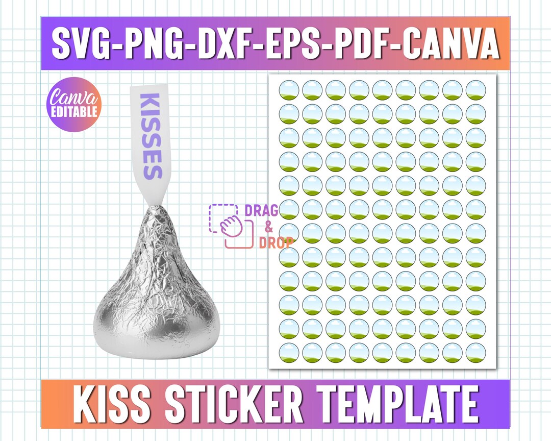 Kiss Sticker Template, Diy Packaging Template, Party Template,mini Kiss ...