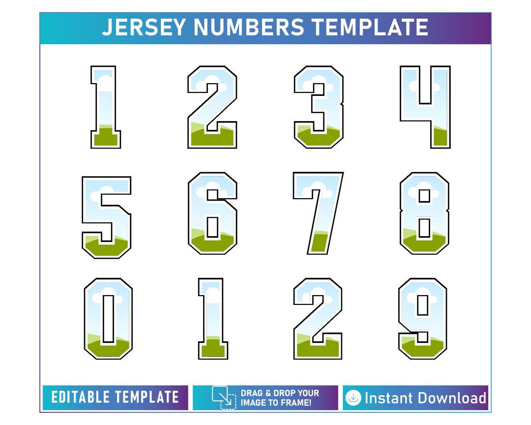 Jersey Numbers Template, 0-9 Number SVG, Jersey Number Templates SVG ...