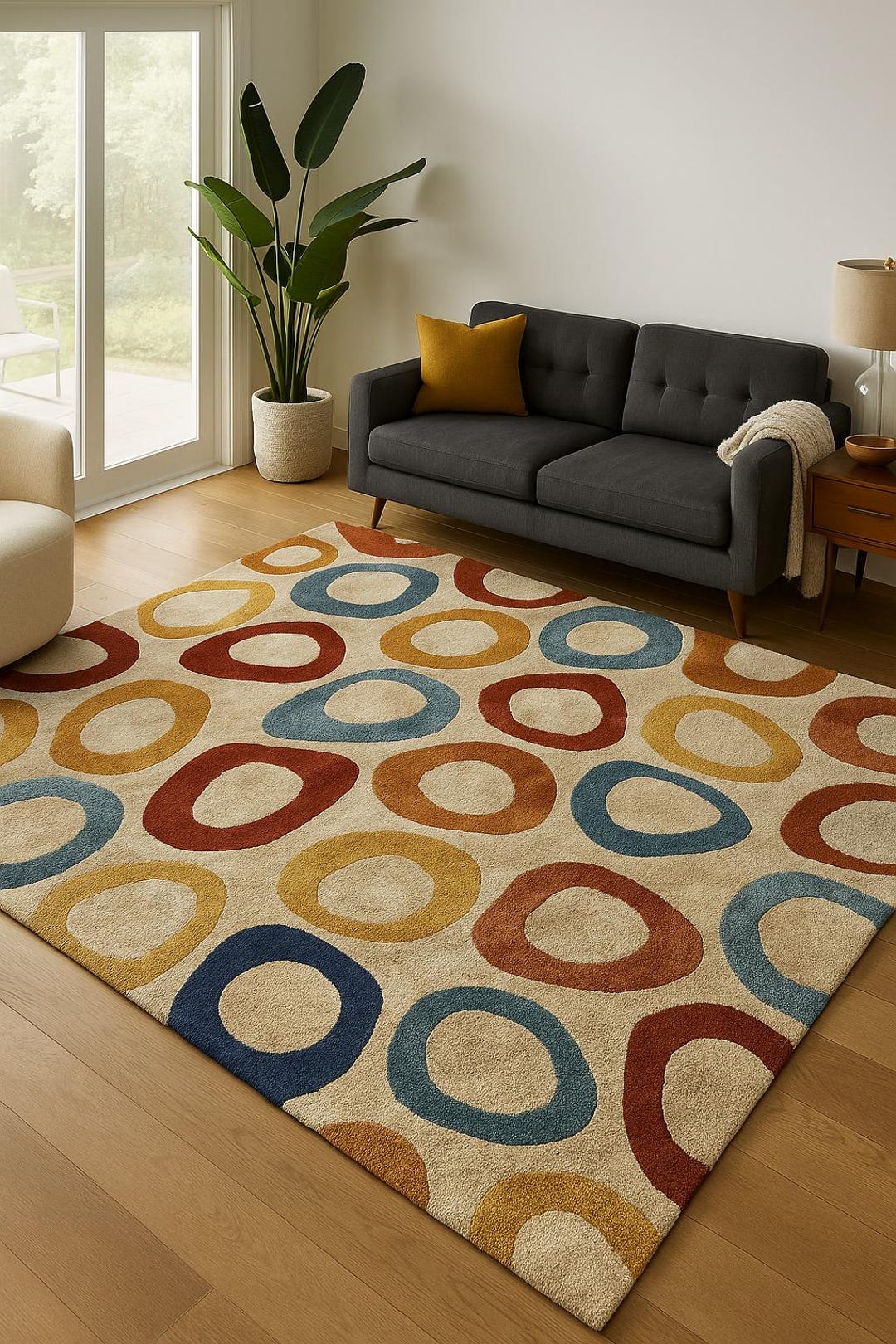 Oval Color Pop Rug for Living Room – Modern Minimal Decor Hand Tufted ...