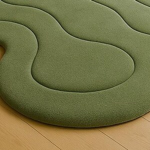 Organic Shape Green Tufted Wool Rug – Modern Minimalist Area Carpet ...