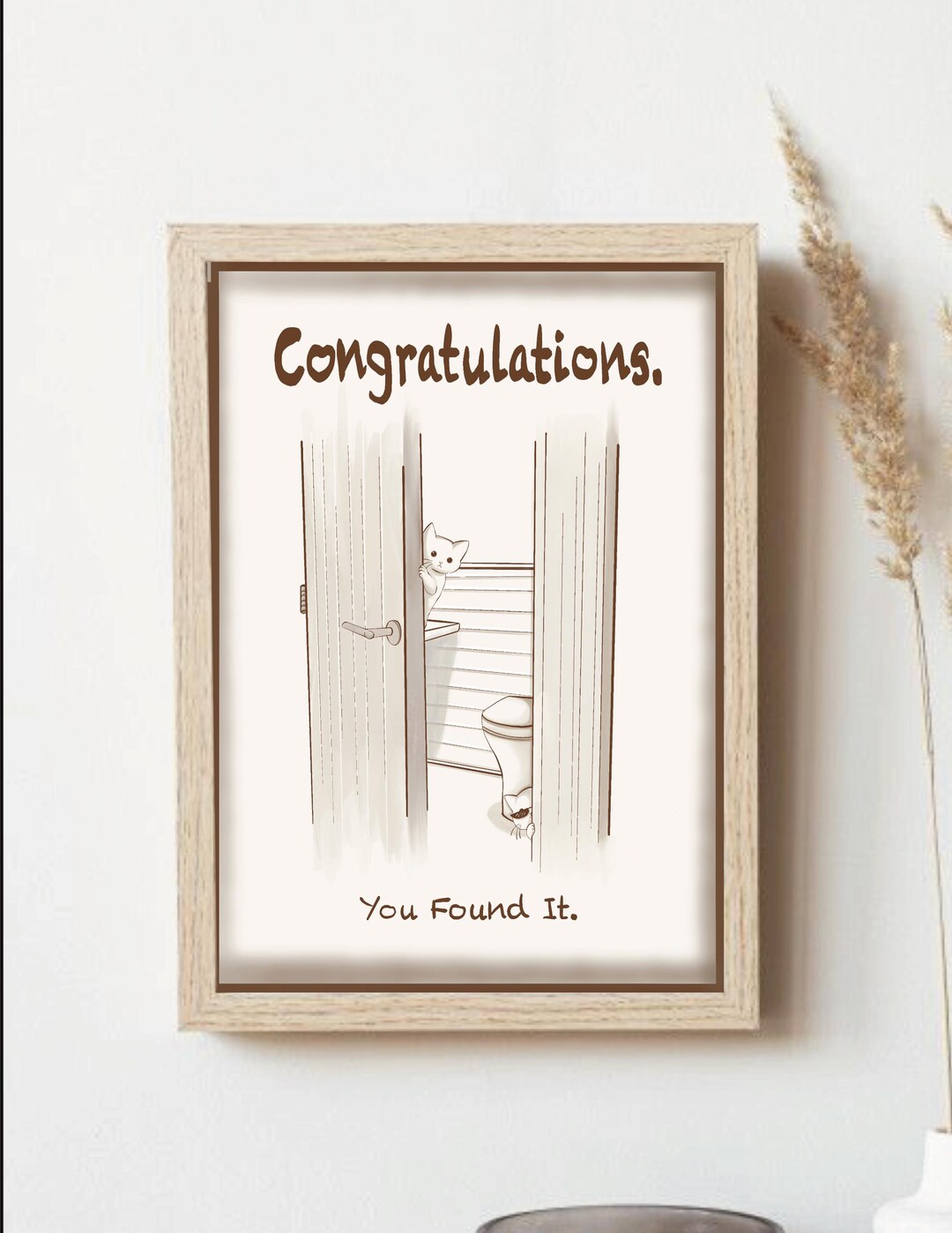 Funny Bathroom Wall Art Printable, Hand Drawn Cat Bathroom Decor ...