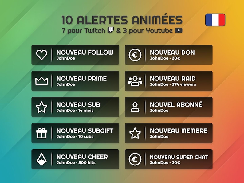 Minimal Animated Stream Alerts – Black Transparent Twitch & Youtube ...