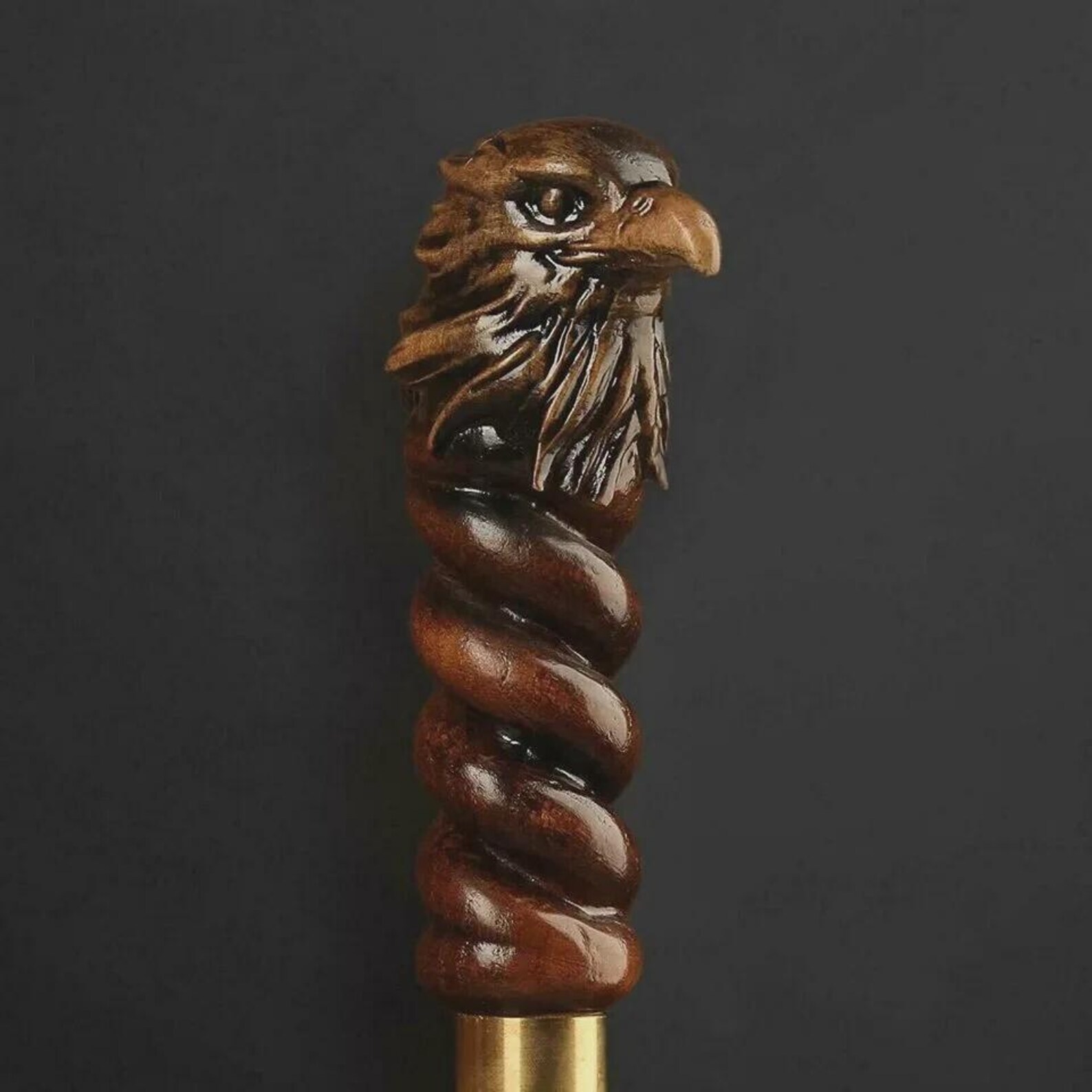Majestic Eagle Head: Unique Hand Carved Wooden Handle - Artisan Crafted ...