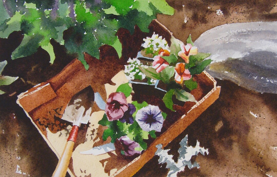 Planting Flowers- Original Watercolor Painting by Lindsey Stauffer ...