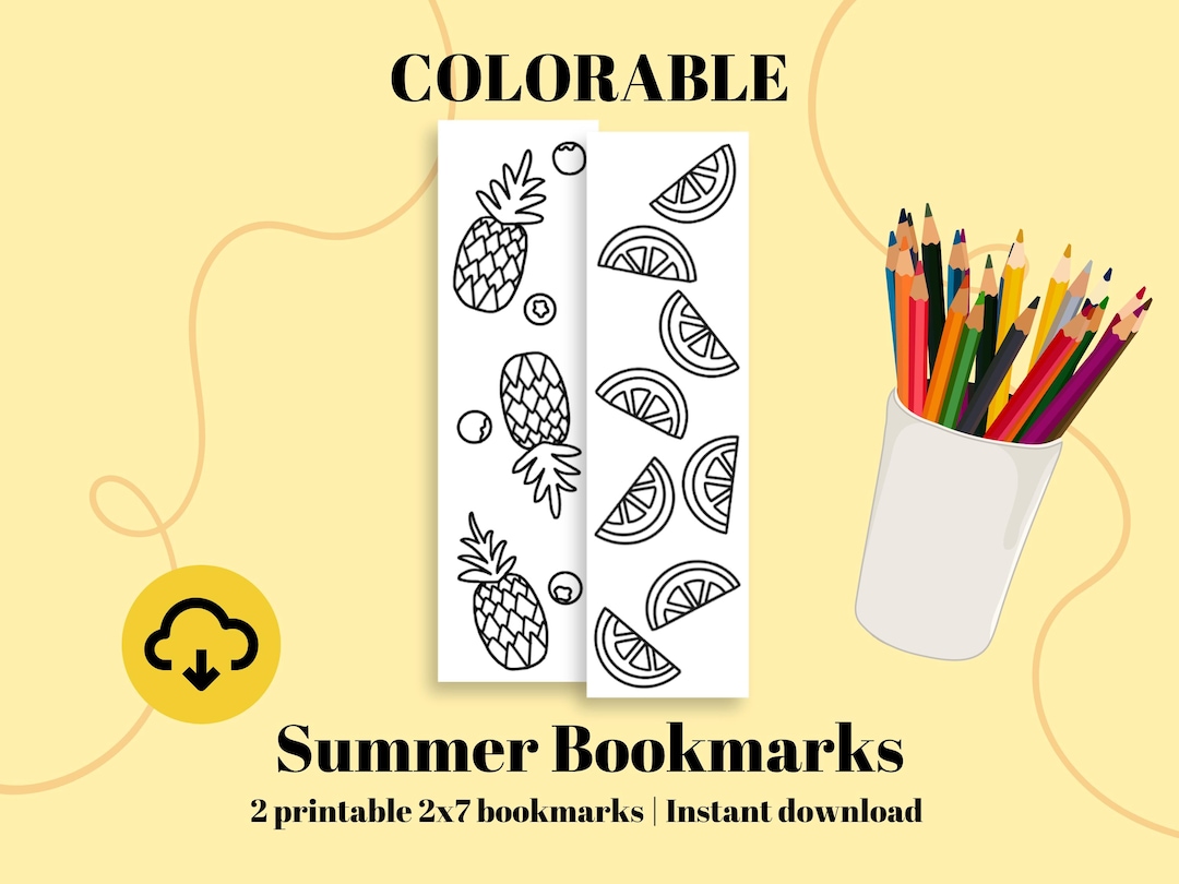 Cute Fruit Adult Coloring Bookmarks DIY Printable (PDF) - Etsy