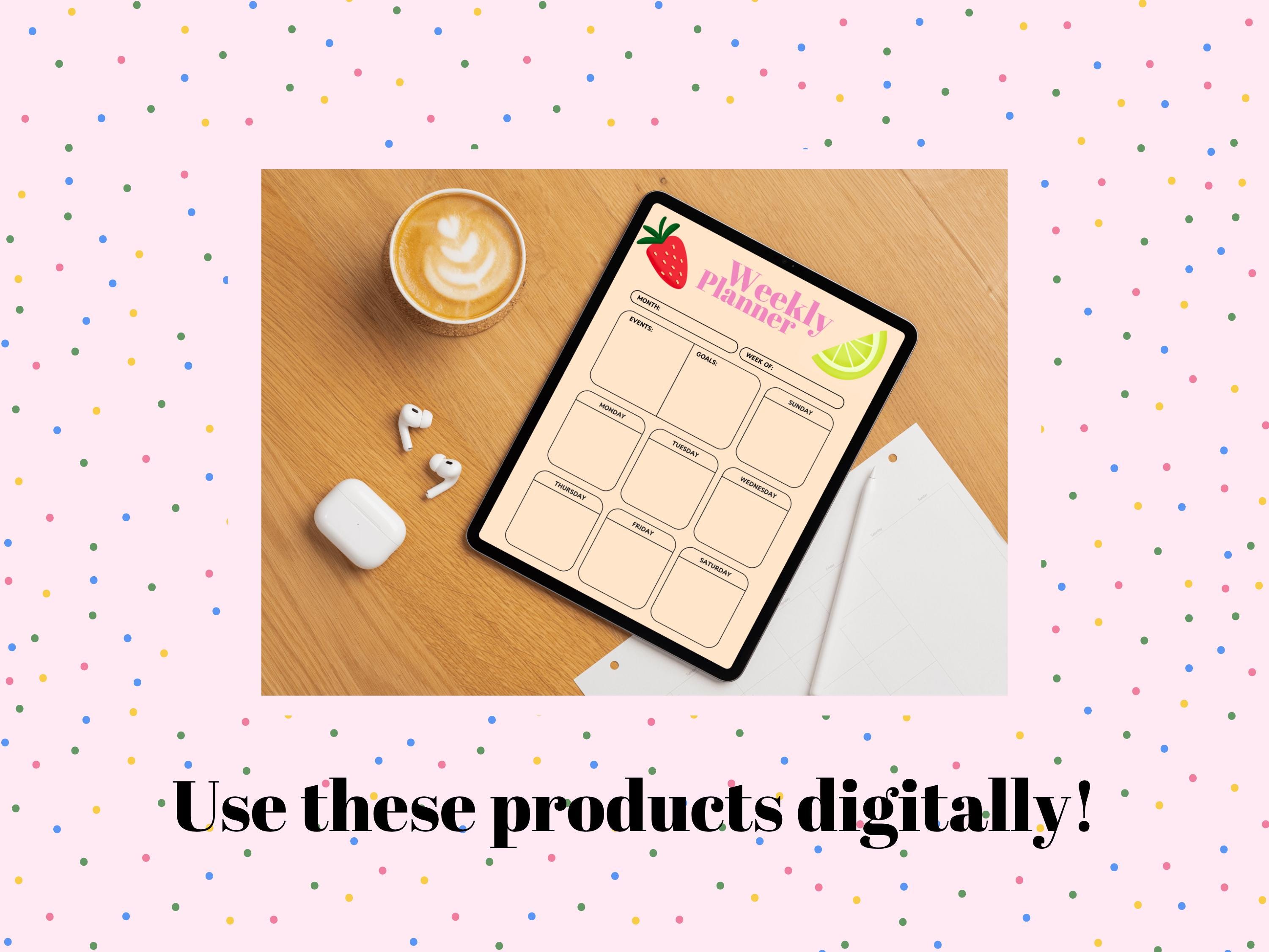 Printable Summer Fruit Planner Bundle: Undated Monthly, Weekly, Habit ...