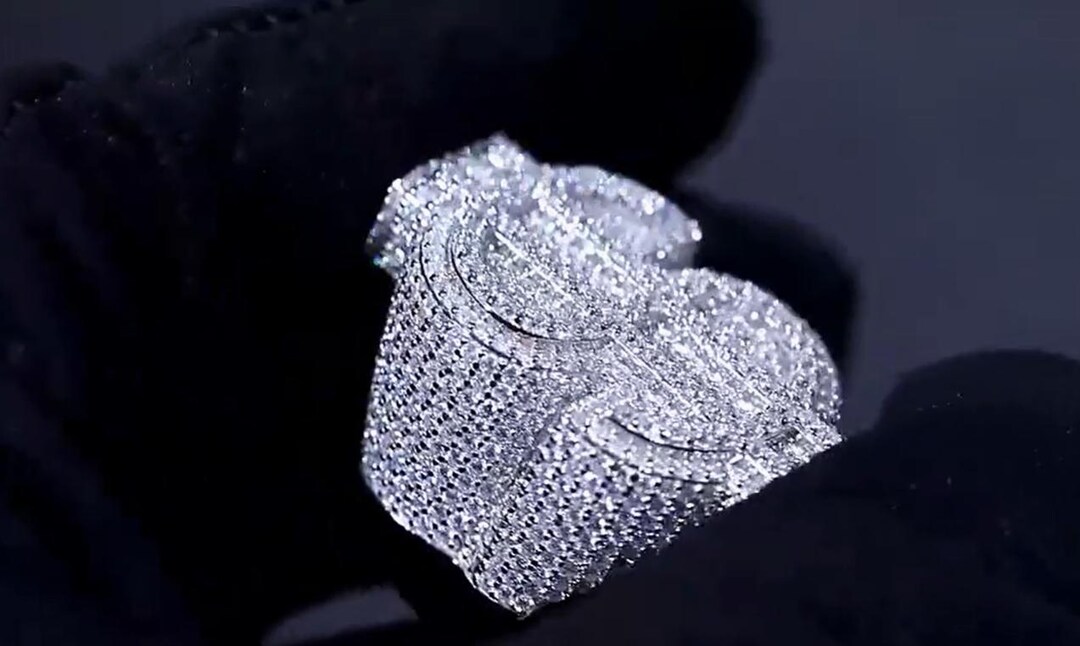 Rapper Style Unisex Iced Out Money Ring Hip Hop Fashion Symbol Bling ...