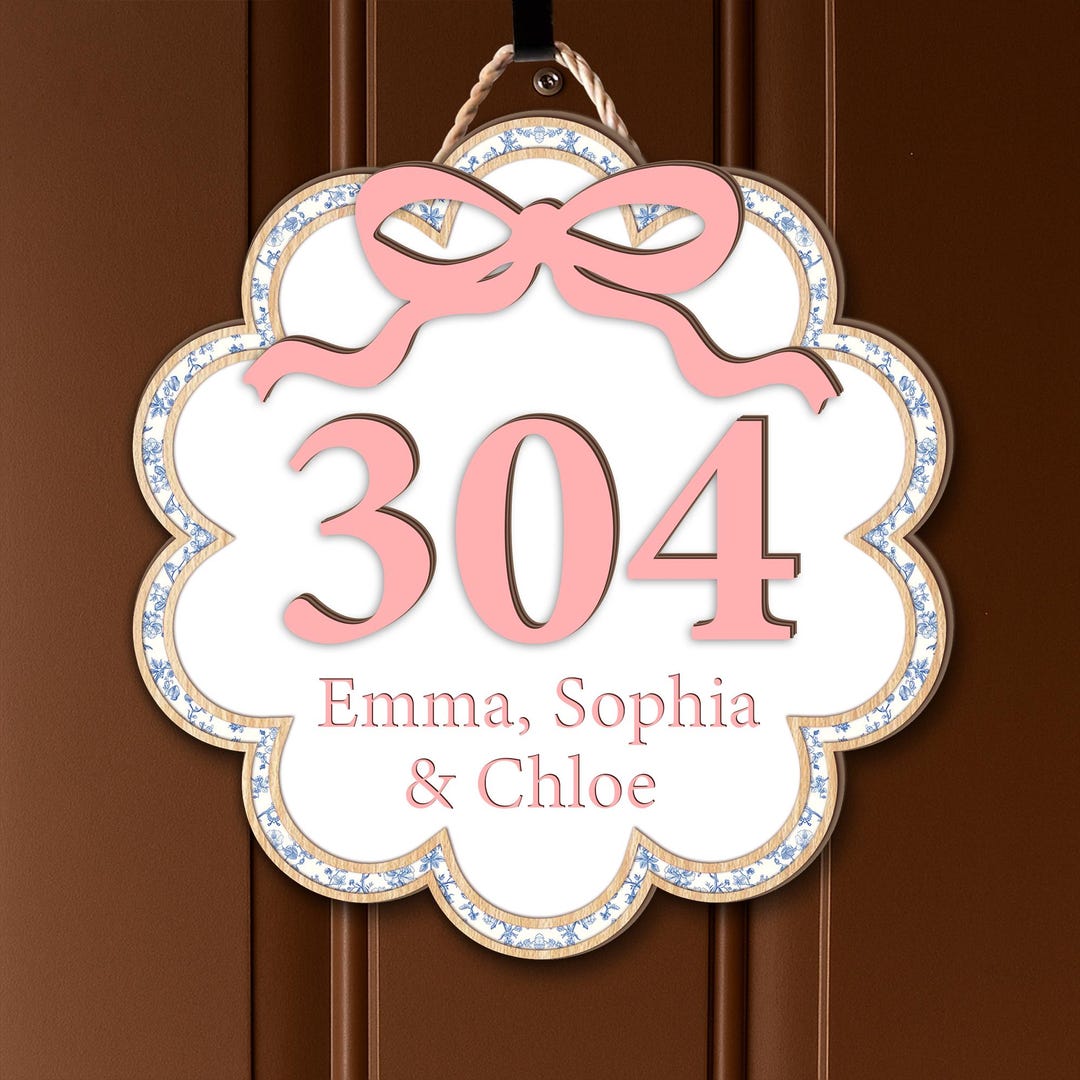 Personalized Girls Room Door Sign, Chinoiserie Dorm Room, Wooden Door ...