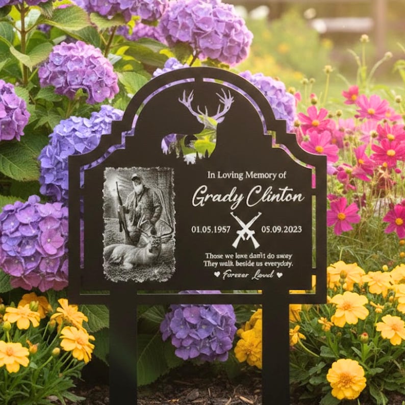 Custom Photo Hunting Memorial Sign: Personalized Deer Hunter Grave ...