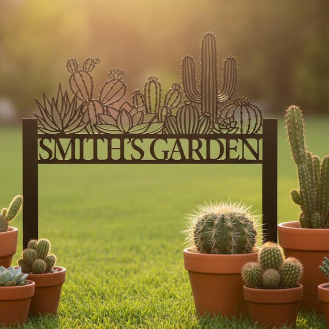 Custom Cactus Metal Sign With Stake, Cactus Stake, Metal Stake, Cactus ...
