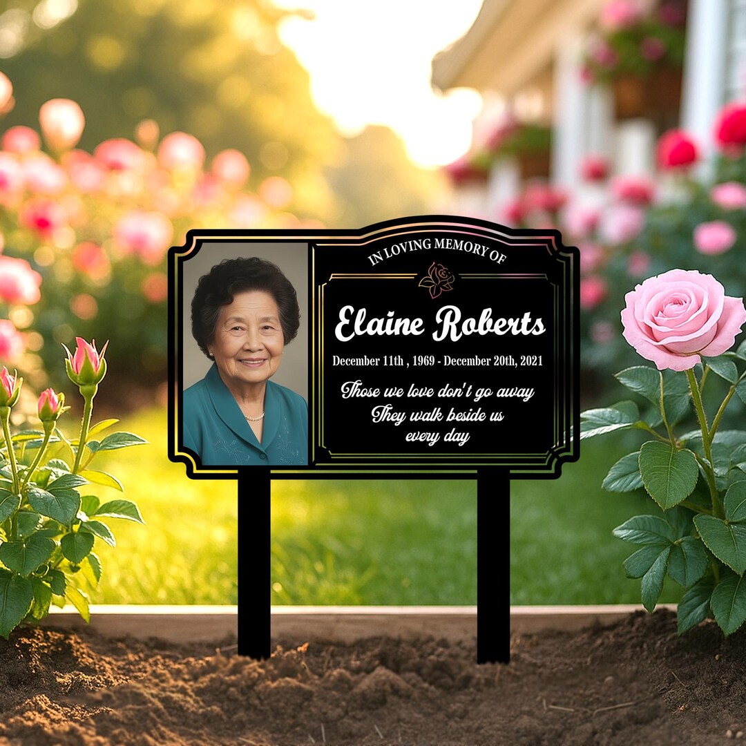 Personalized Photo Memorial Garden Stake, Photo Grave Marker, Custom ...