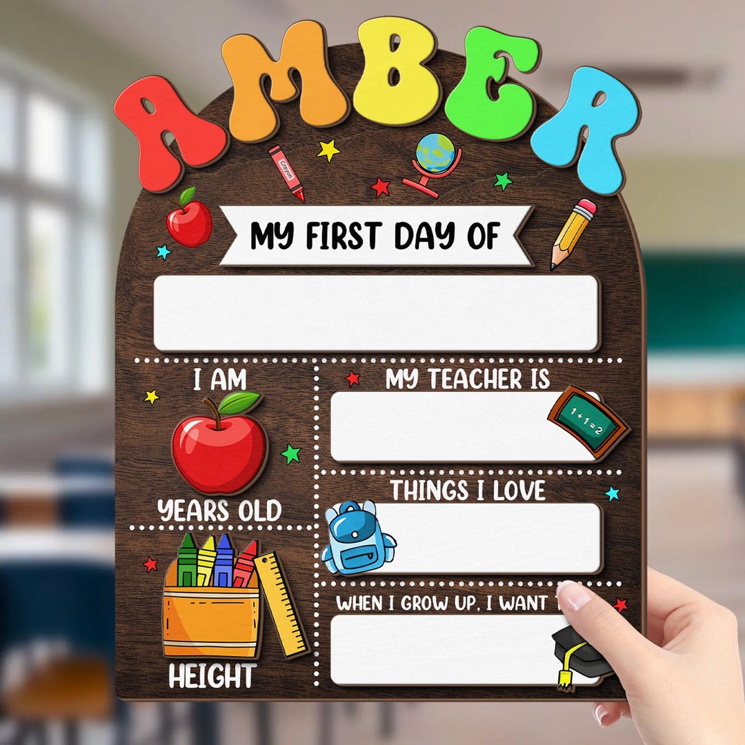 Customized First Day of School Sign, Student Back to School Sign ...