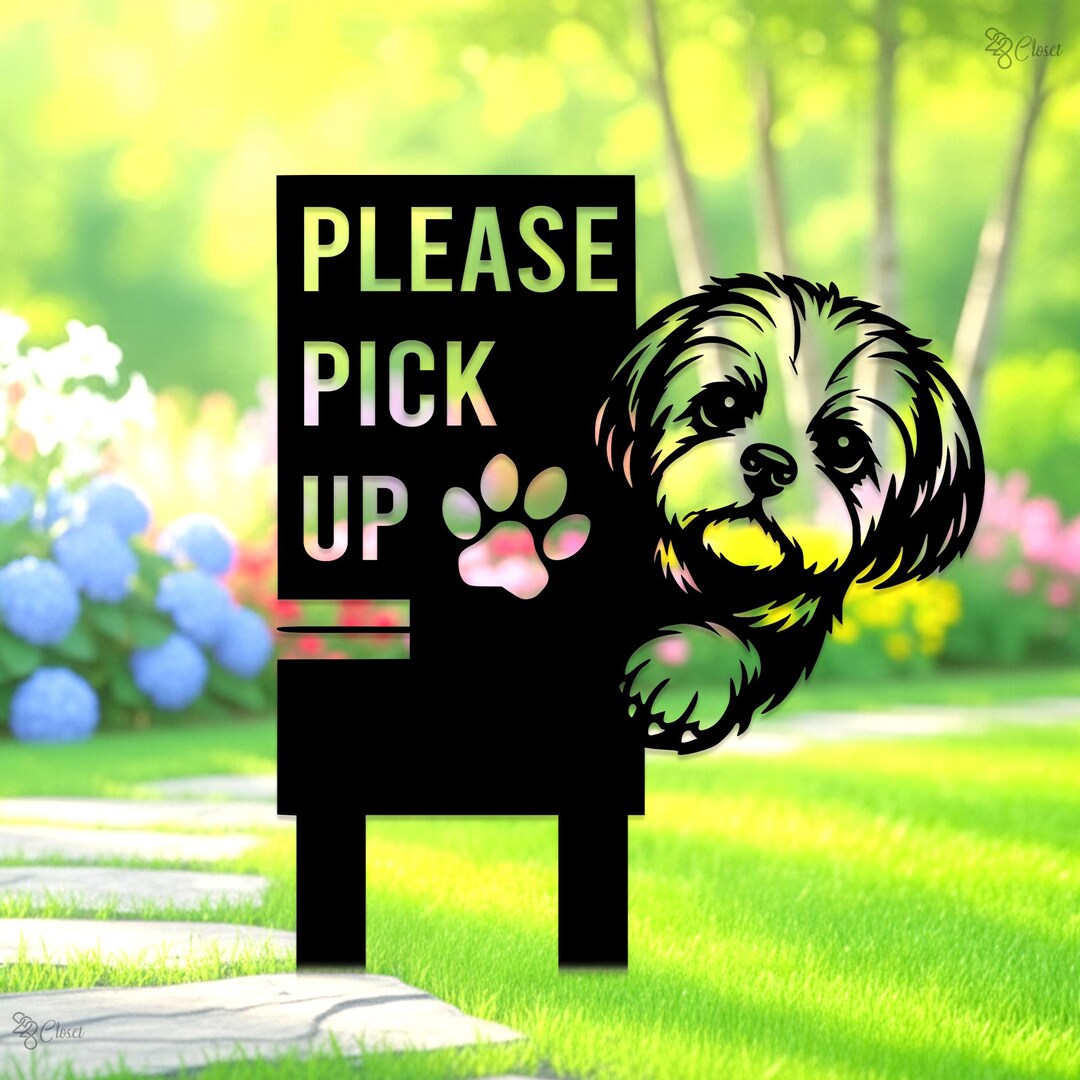 Funny Shih Tzu Poop Sign, Dog Lawn Sign, Dog Poop Sign, Curb Your Dog ...