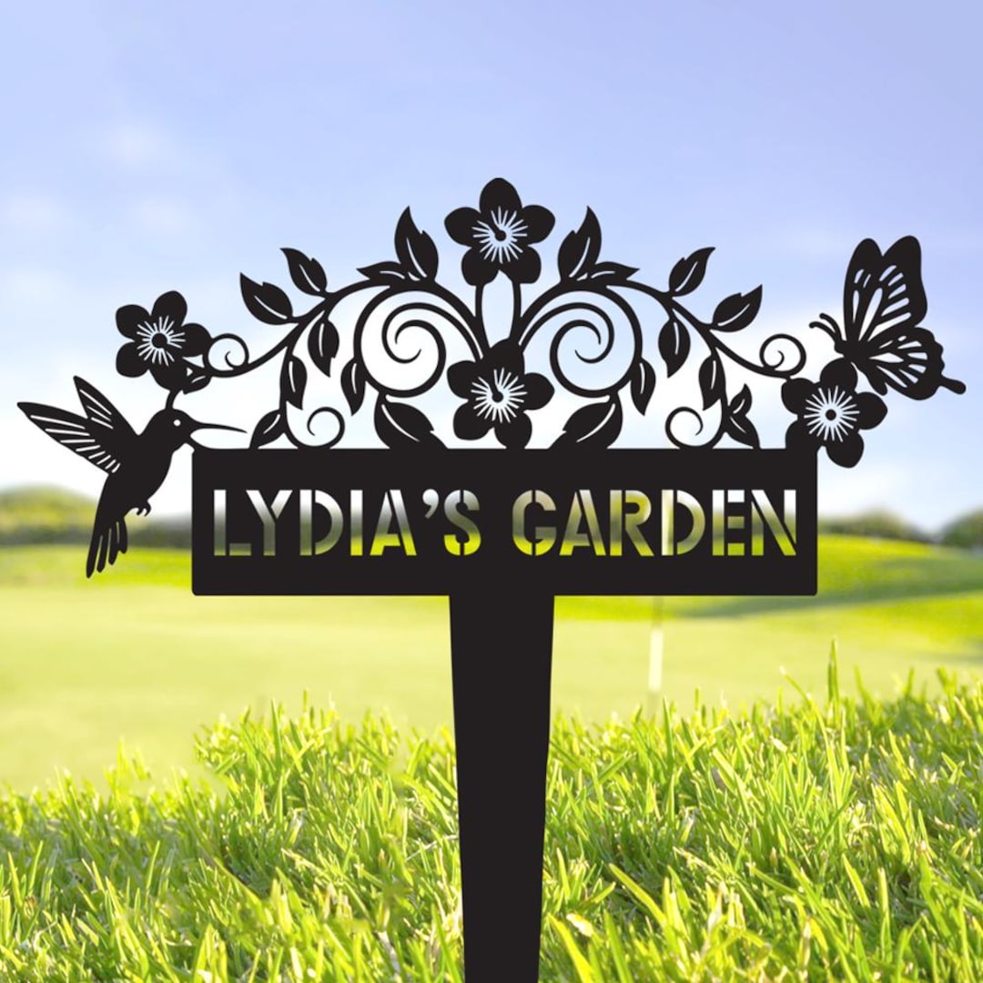 Personalized Bird Garden Sign, Custom Metal Garden Stake With ...