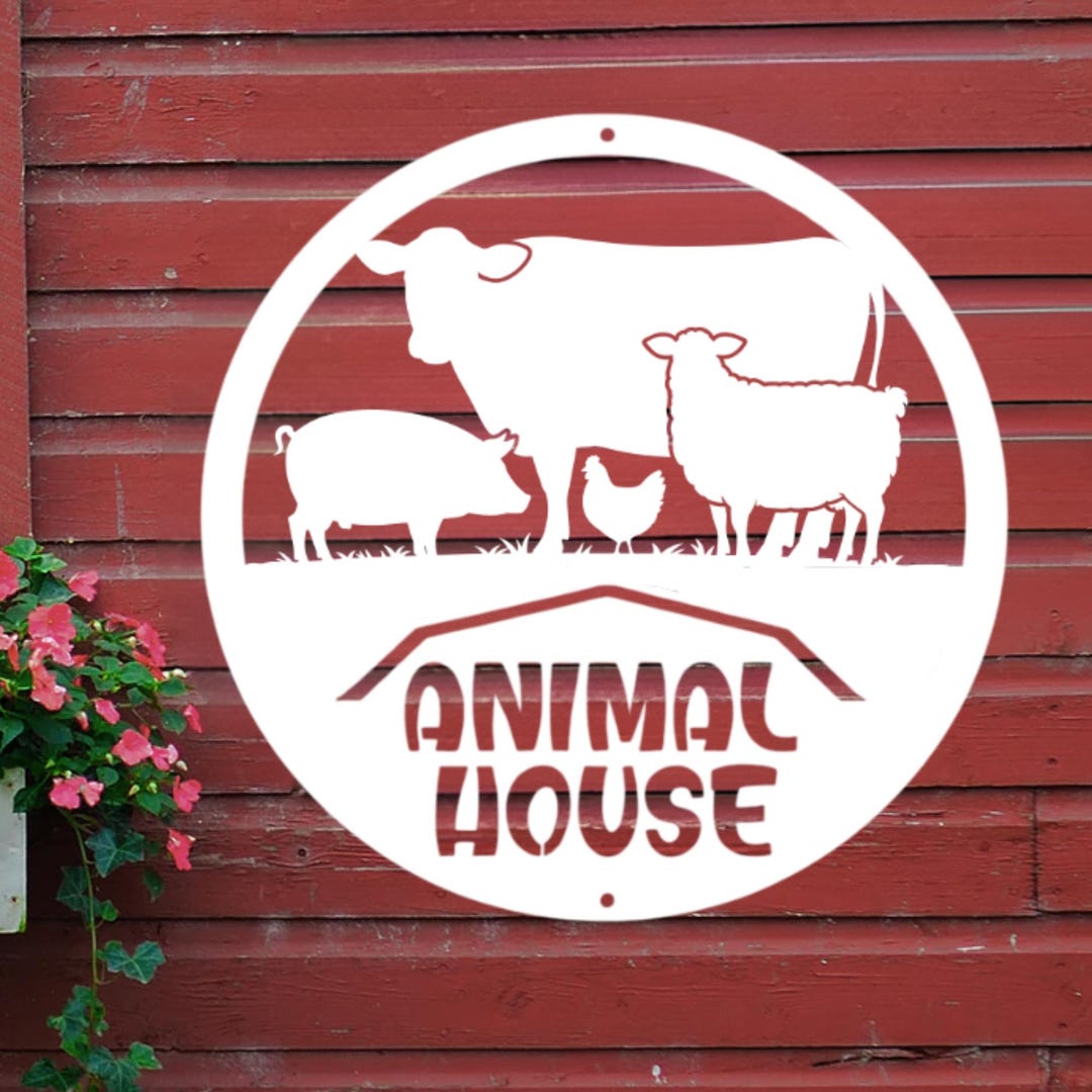 Farm Animal House Metal Sign, Custom Farmhouse Decor - Etsy