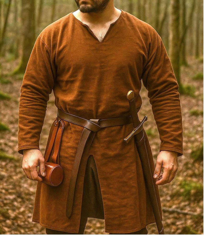 Medieval Viking Tunic for Men, Linen Long Shirt, Renaissance Cosplay ...