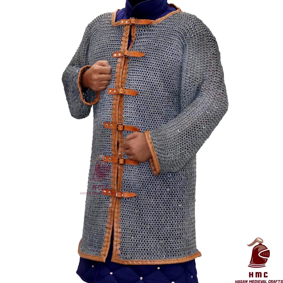 Medieval Riveted Aluminum Chainmail Hauberk – 10mm Flat Ring Shirt With ...