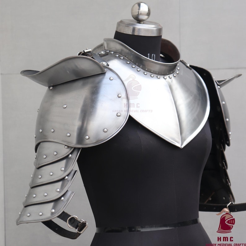 Buy Medieval Gorget & Pauldron Set – 18 Gauge Steel Knight Neck and ...