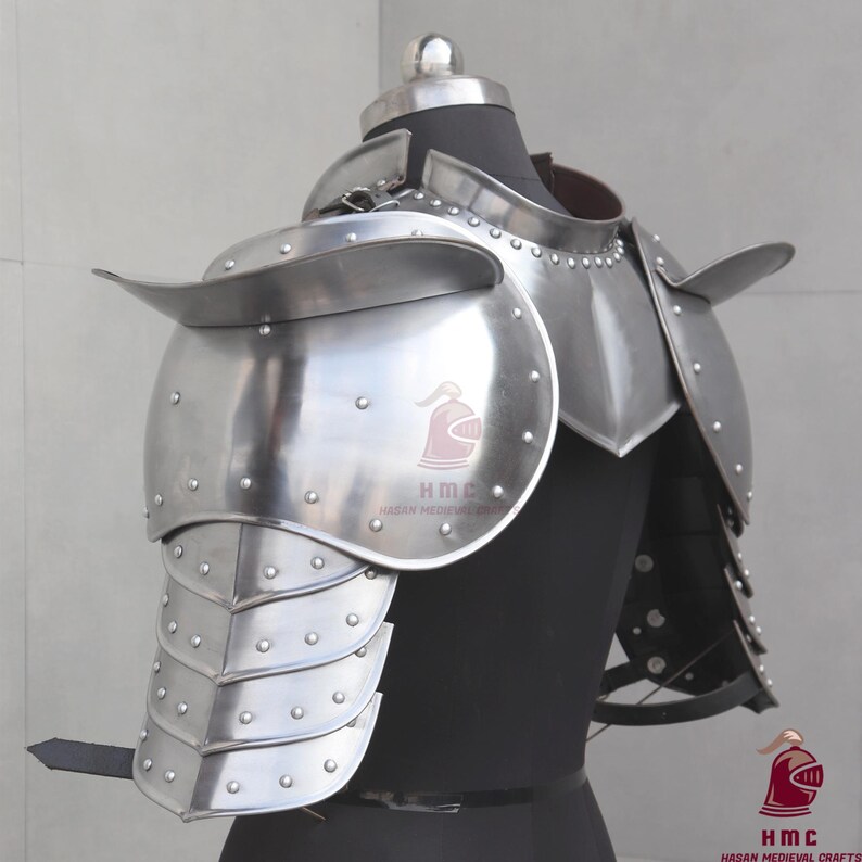 Buy Medieval Gorget & Pauldron Set – 18 Gauge Steel Knight Neck and ...