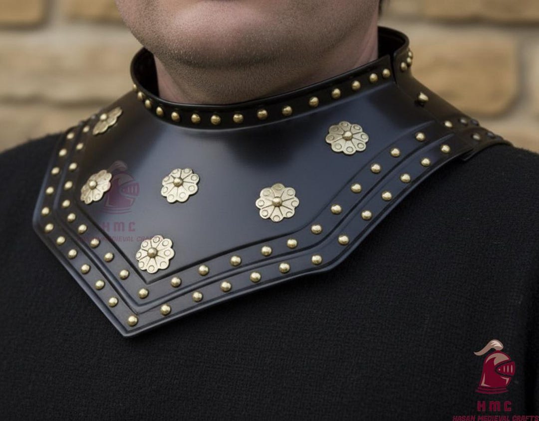 Medieval Brass-studded Steel Gorget – Authentic Neck Armour for SCA ...