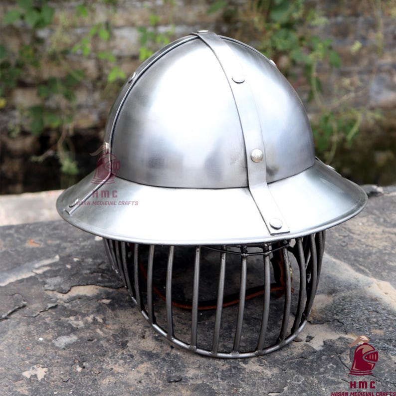 Buy SCA/HMB Kettle Helmet With Cage 14-gauge Steel, Leather Lined ...