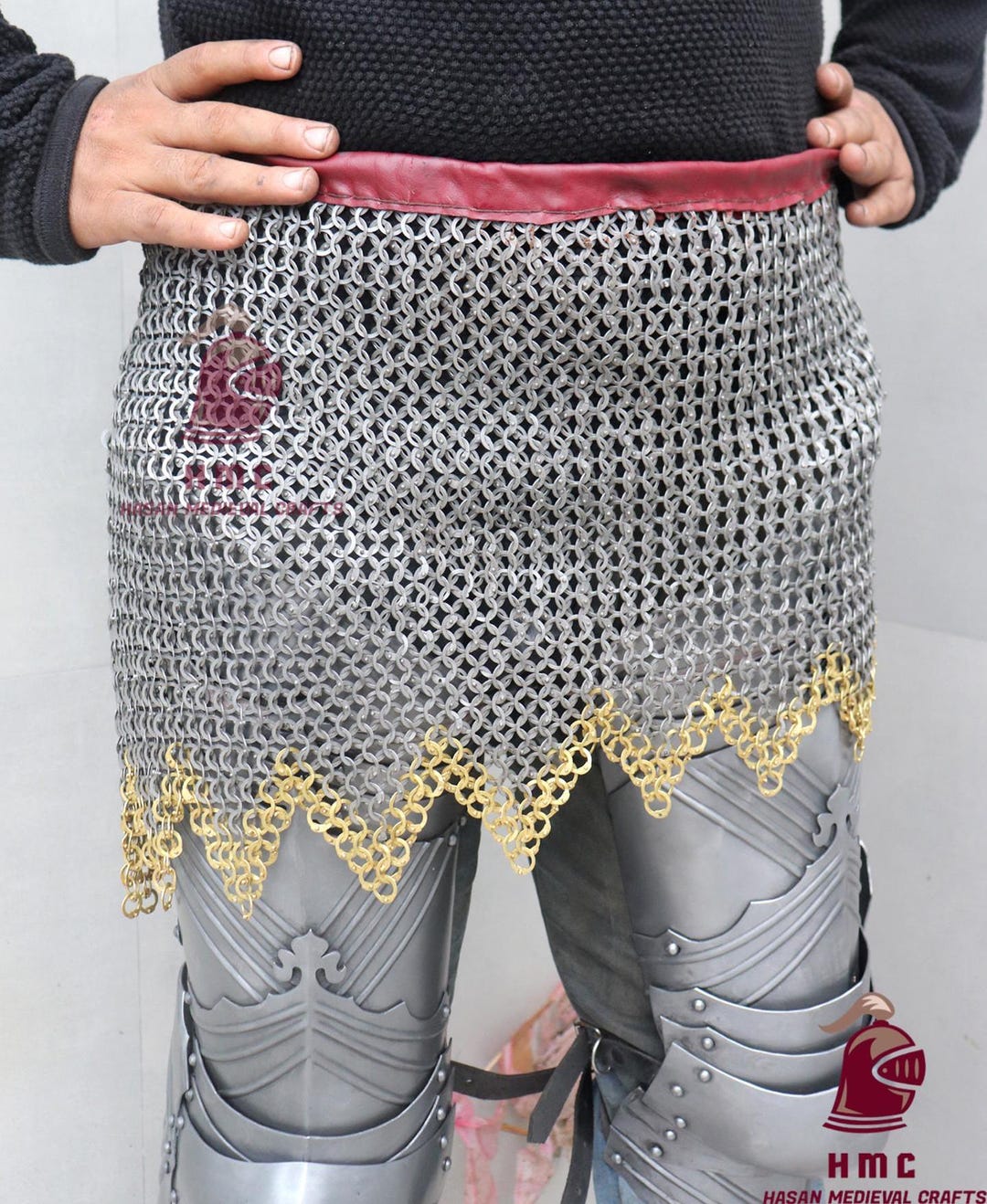 Buy Chainmail Skirt – 9mm Flat Ring Dome Riveted With Solid Rings ...