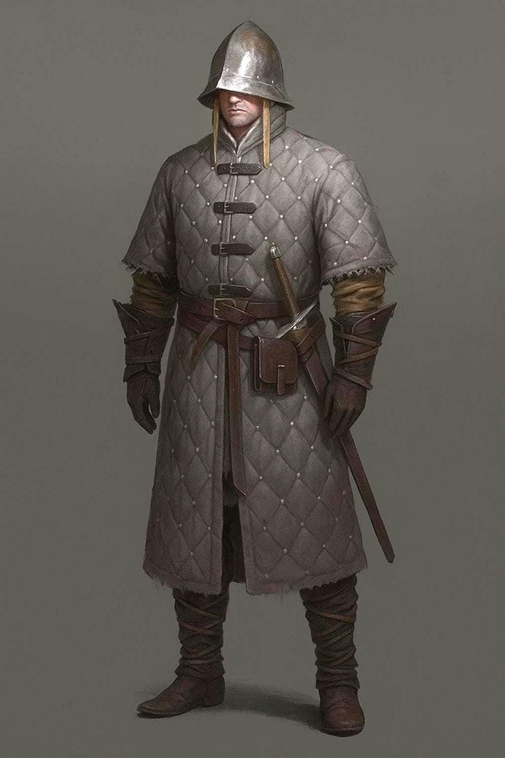 Aketon, Medieval Costume, Padded Gambeson, Viking Clothing, Full Length ...