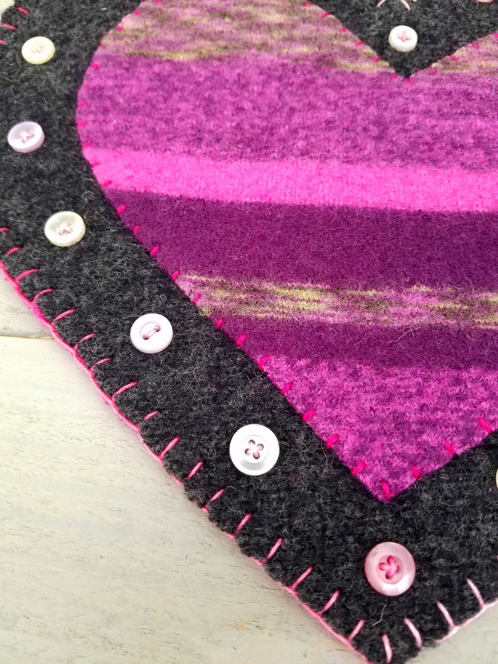 Valentines Day Candle Mat- Heart- Pink and Gray - Etsy