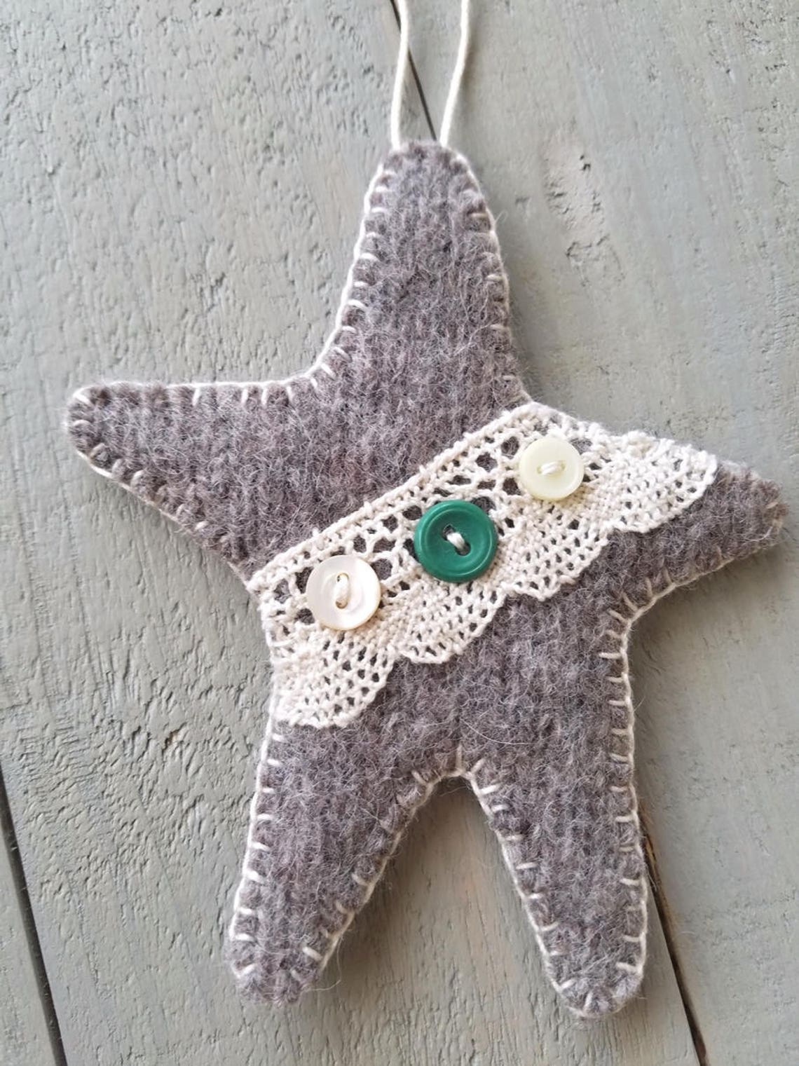 Lace and Buttons Star Ornament - Etsy