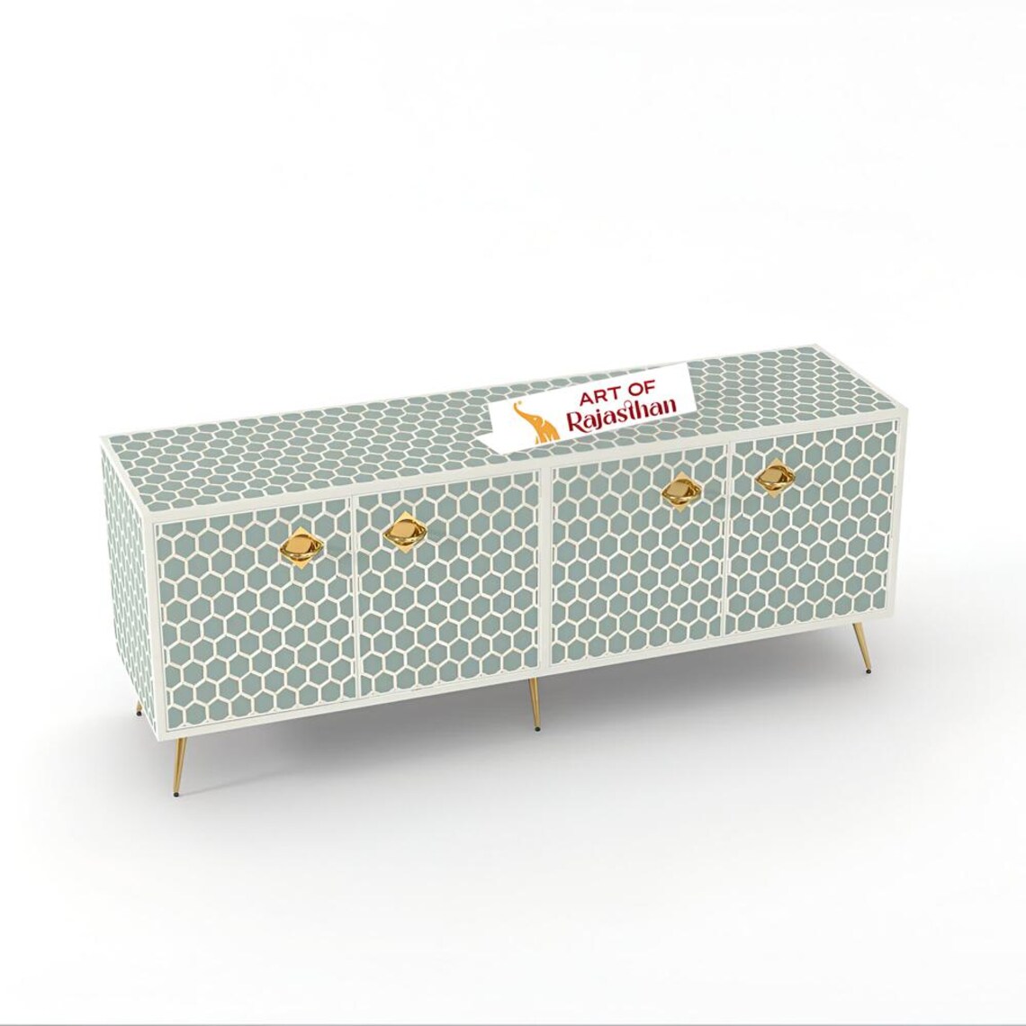 Handmade Bone Inlay Media Console: Honeycomb Design TV Stand - Etsy