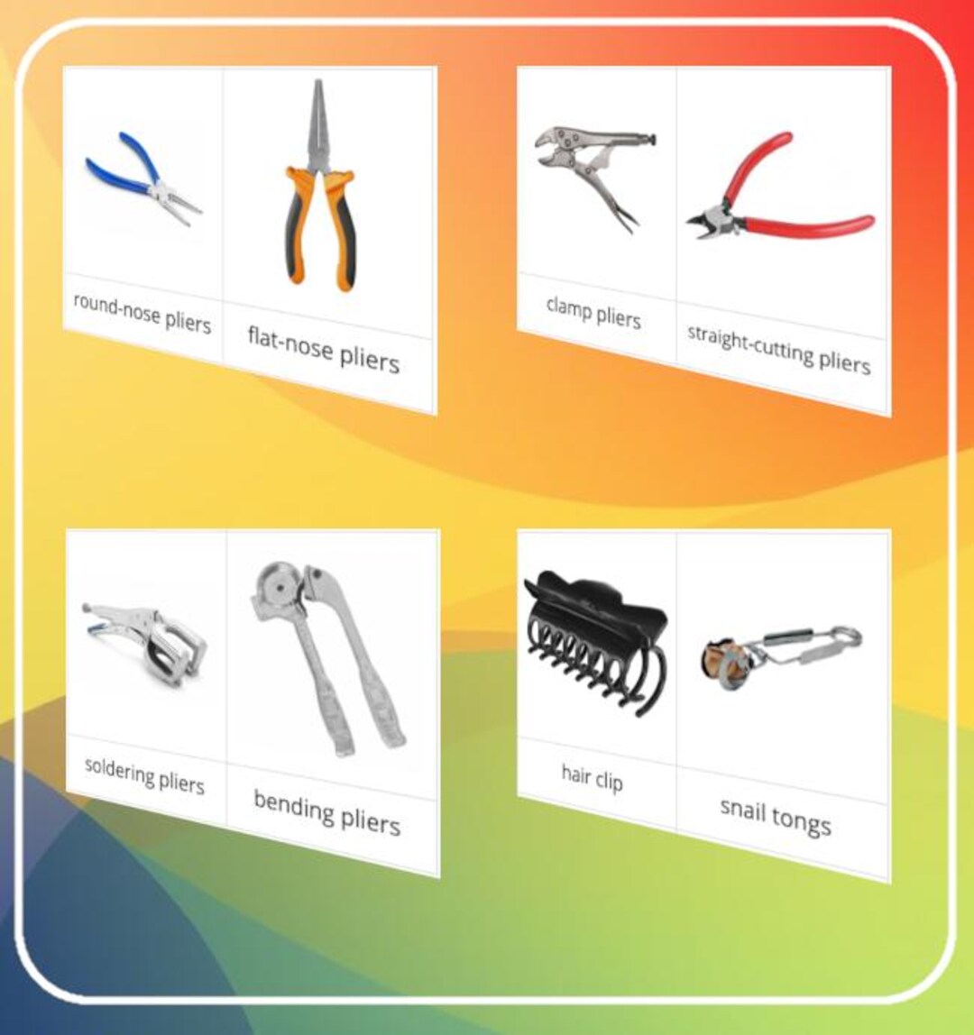 Montessori - Flash Cards Set for 38 Types of Pliers - Etsy