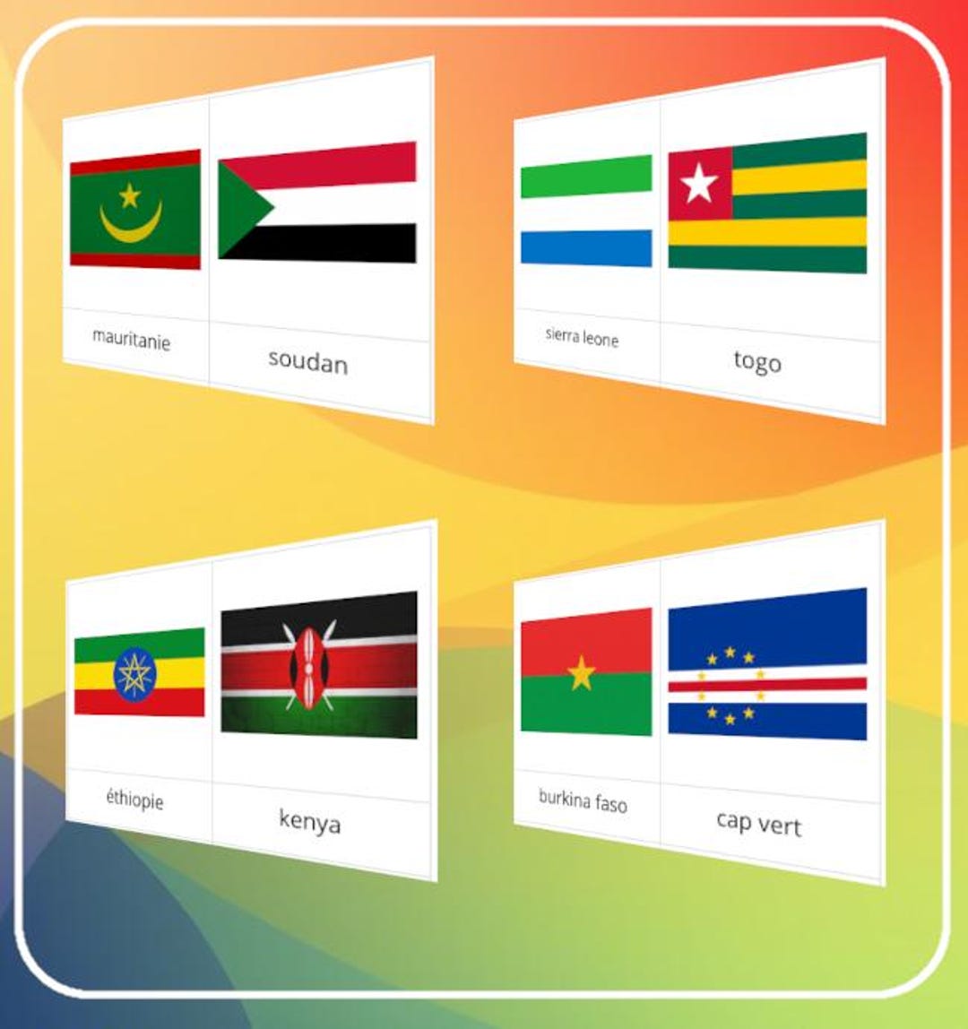 Montessori - Nomenclature Card of 53 African Countries / Script and ...
