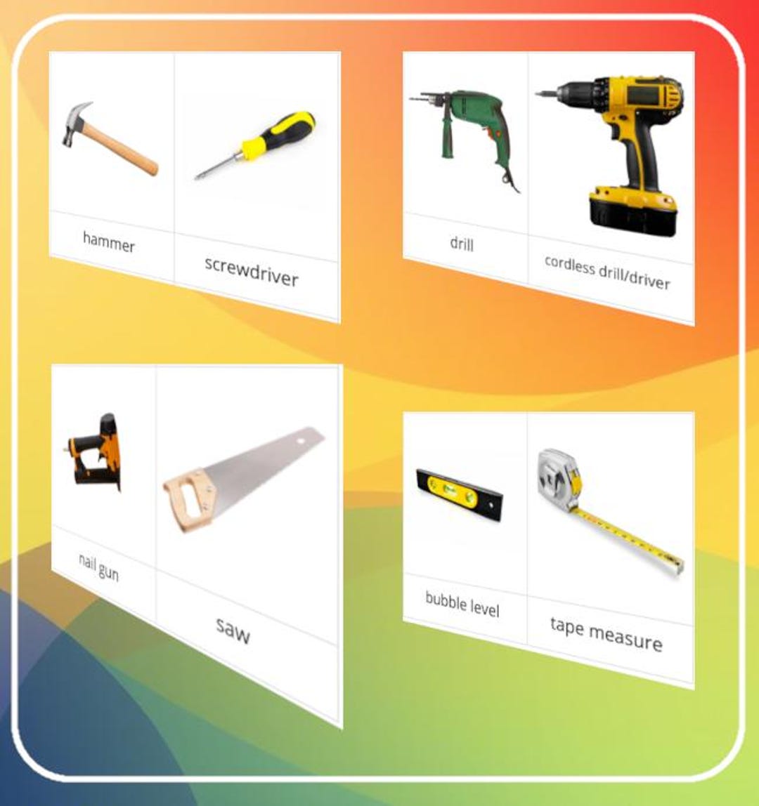 Montessori - Flashcards Set for 27 Types of Hand Tools - Etsy