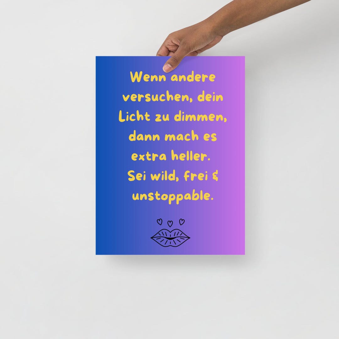 Quote Poster Be Wild and Free, Cool Quote Poster in Bright Colors ...