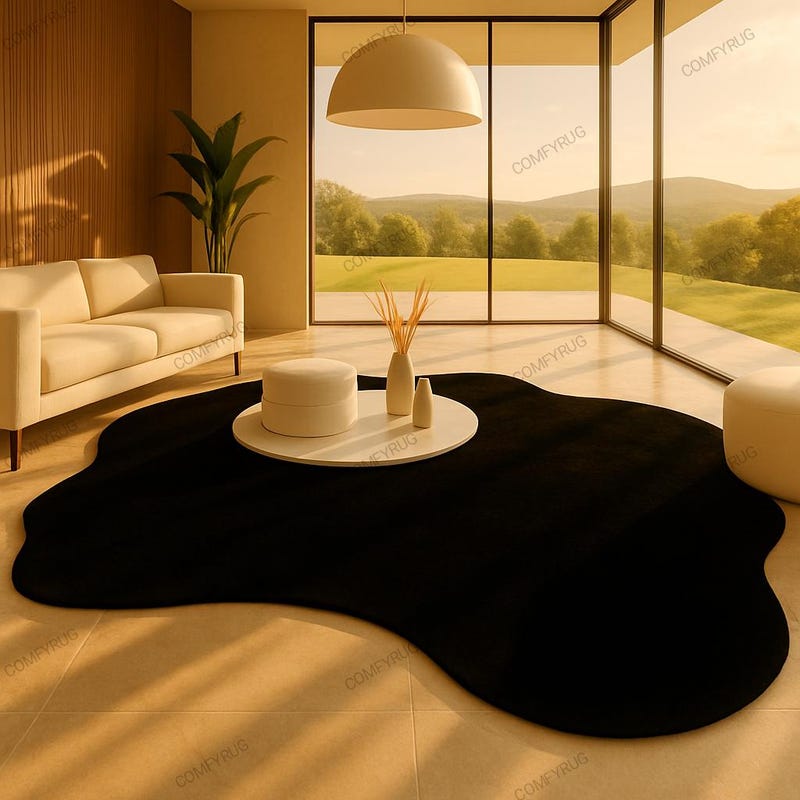 Organic Shape Dark Rug - Etsy