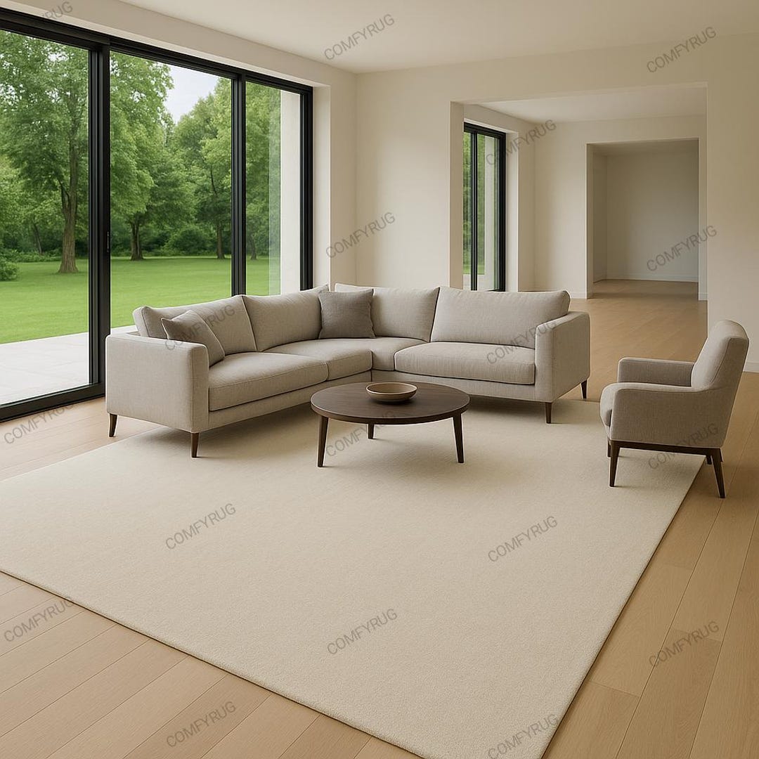 Hand-tufted Beige Wool Rug: Soft, Modern, Custom Size - Etsy