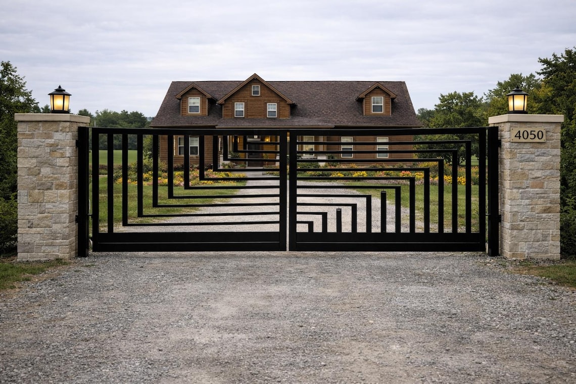 Driveway Metal Gate / Swing Gate - Squareness Design - MG0007 - Etsy