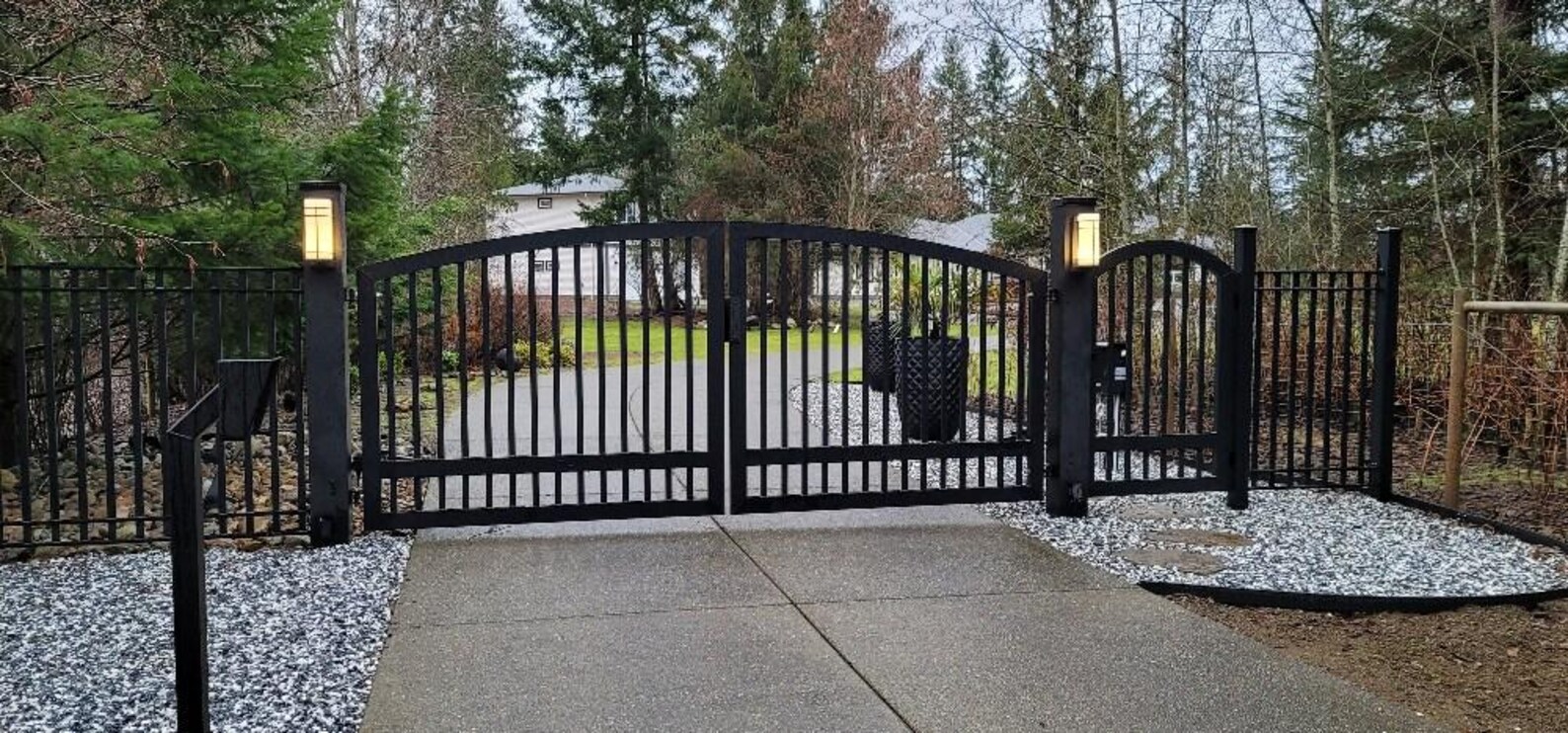 Driveway Metal Swing Gate With Man Gate - X Dense Design - Etsy