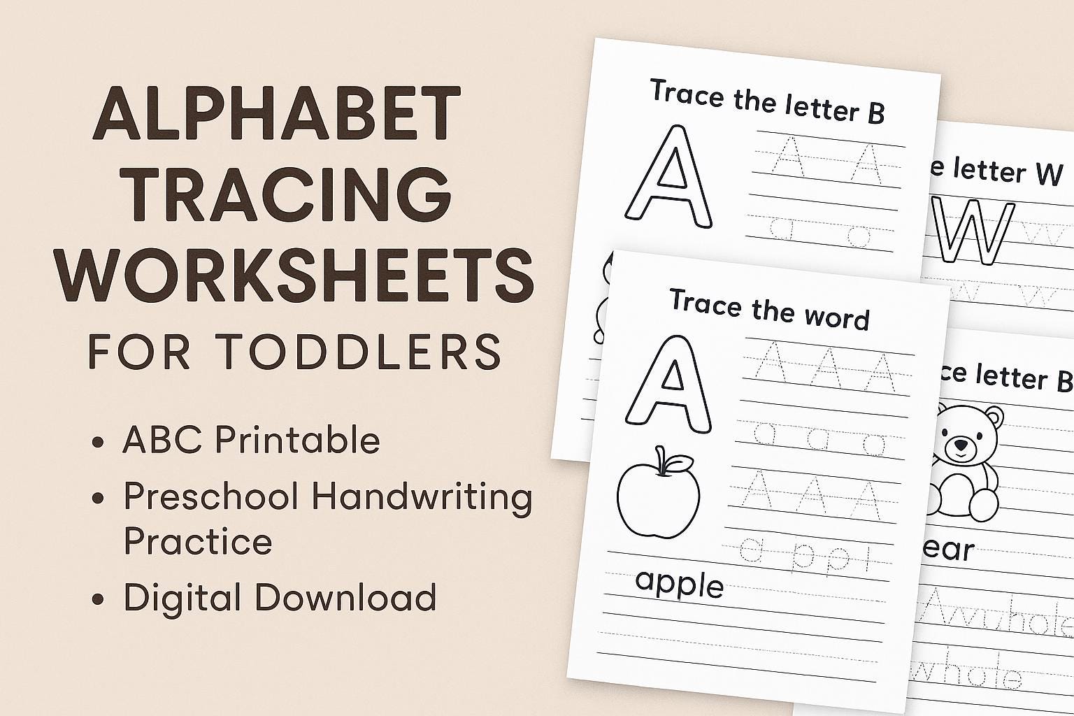 Alphabet Tracing Worksheets for Toddlers | ABC Printable | Preschool ...