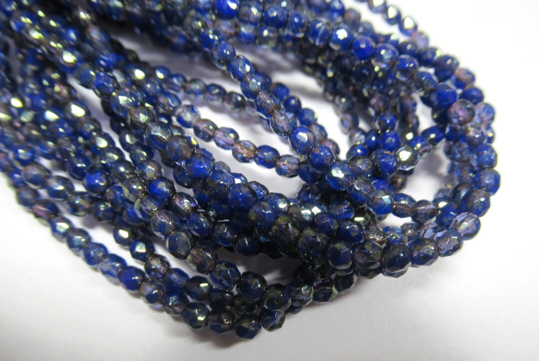 Dark Blue Indigo and Grape 3mm Czech Glass Fire Polished Jewelry Beads ...