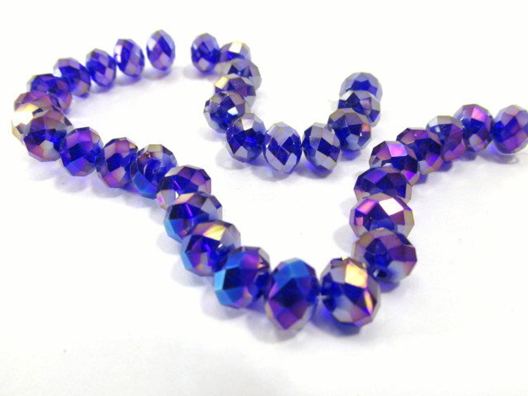 Violet Blue AB 8mm X 6mm Chinese Celestial Crystal Faceted Rondelle ...