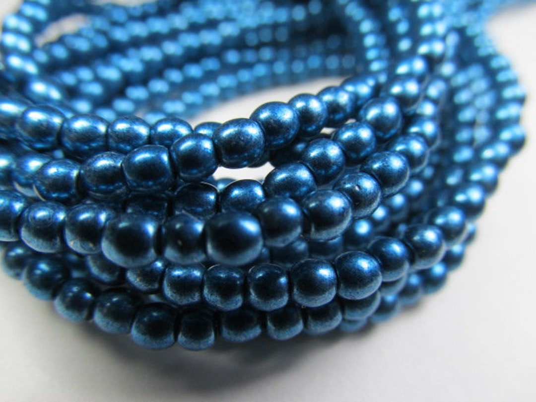 Saturated Metallic Shaded Spruce Teal Czech Glass 3mm Round Druk Beads ...
