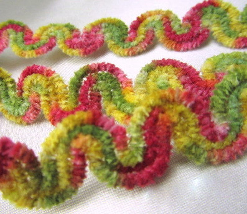 Multi-colored Wavy Chenille Half Inch Trim by the Yard in - Etsy