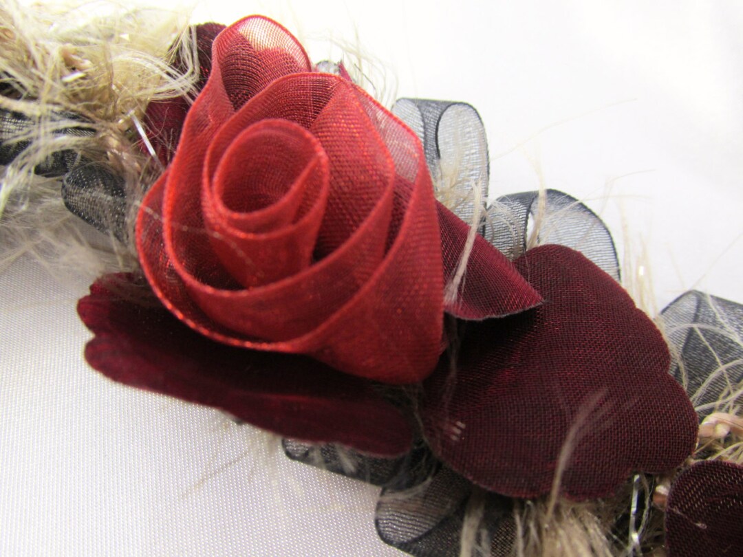 Marsala Red Burgundy Brown and Black Ruffled Rose Vintage Inspired ...