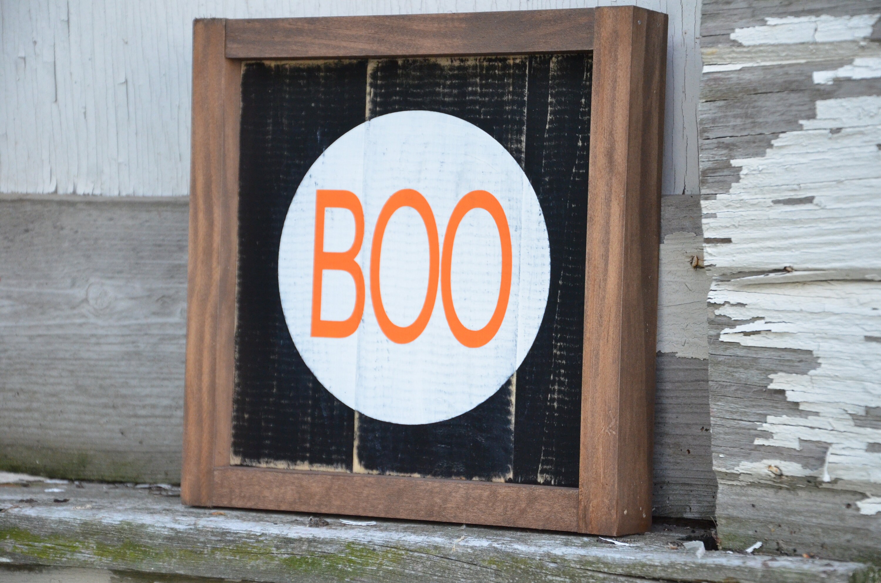 Halloween Framed Wood Sign Halloween Sign Shiplap Sign Boo | Etsy